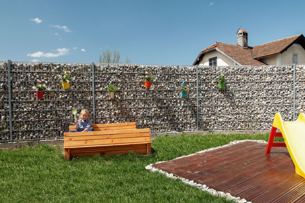 Gabionenwand Doppelstab Standard - Gittermatte: 8/6/8 mm, Höhe: 123 cm ...
