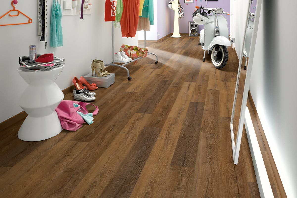 Laminatboden Clicksystem - Modell: PARIS Eiche Dekor, Abmessung: 1292 x 193 x 8 mm